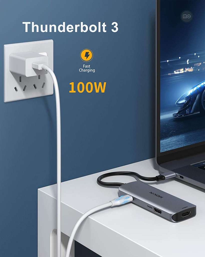 Mokin 12D43 Thunderbolt USB-C Docking Station - Dual HDMI, 3*USB-A, PD ...